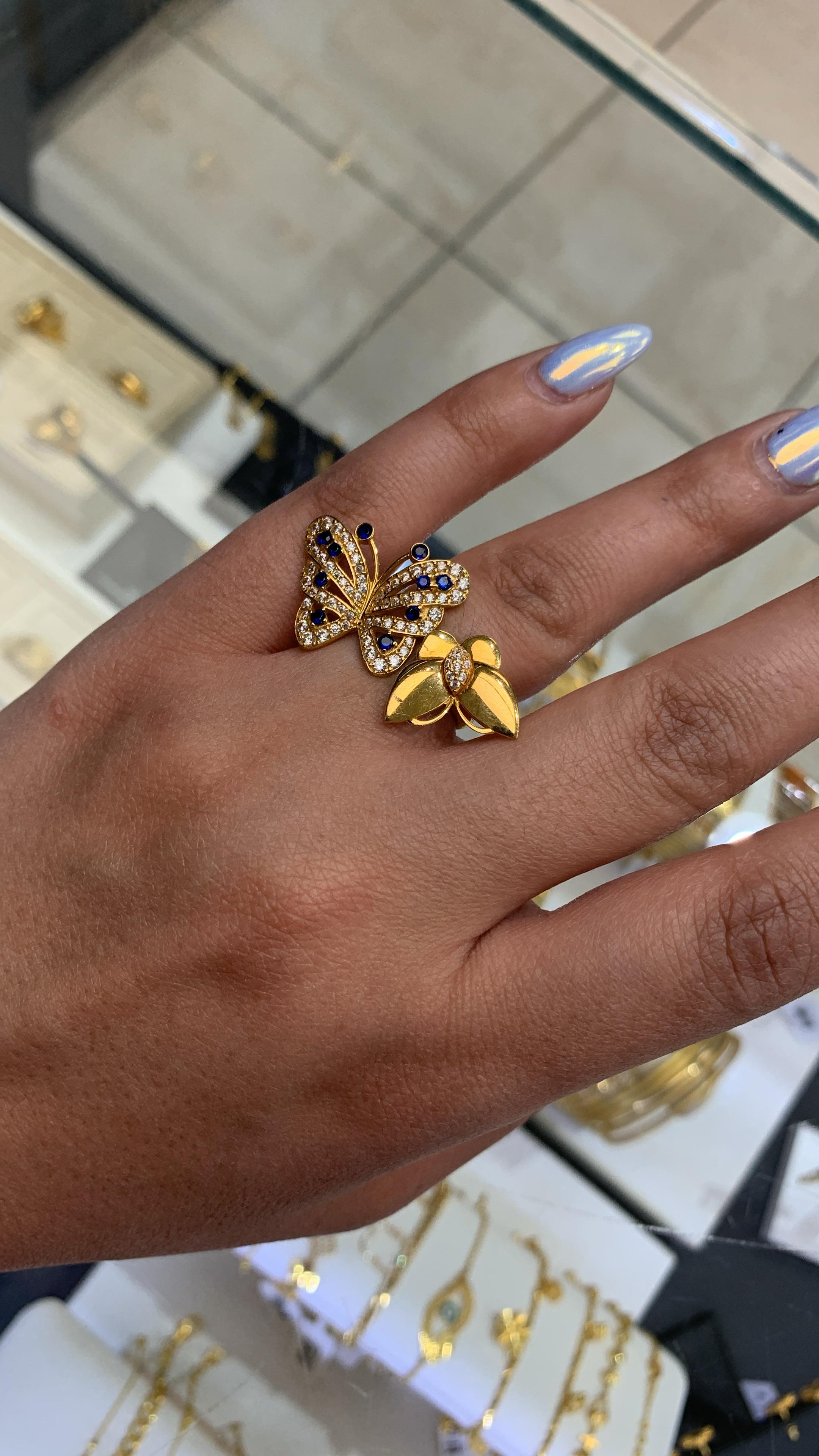 21K Gold Butterfly Ring – Noura's Jewellery